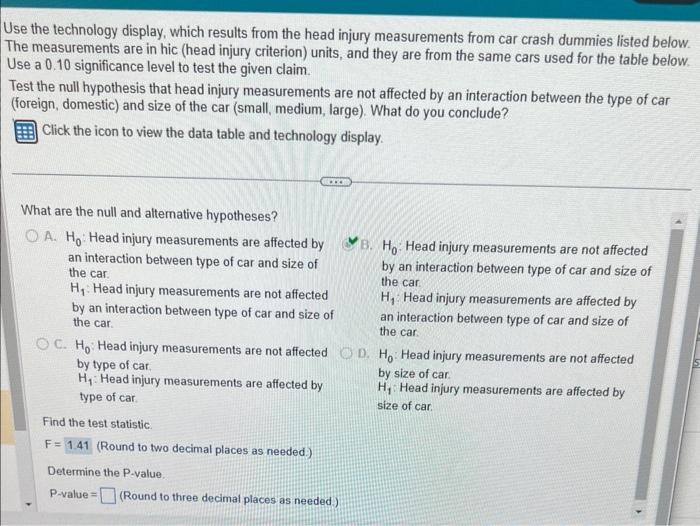 Solved Data table crash dummies listed belo ars used for the | Chegg.com