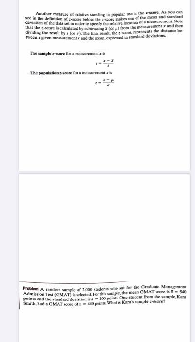 Solved Another Measure Of Relative Standing In Popular Use