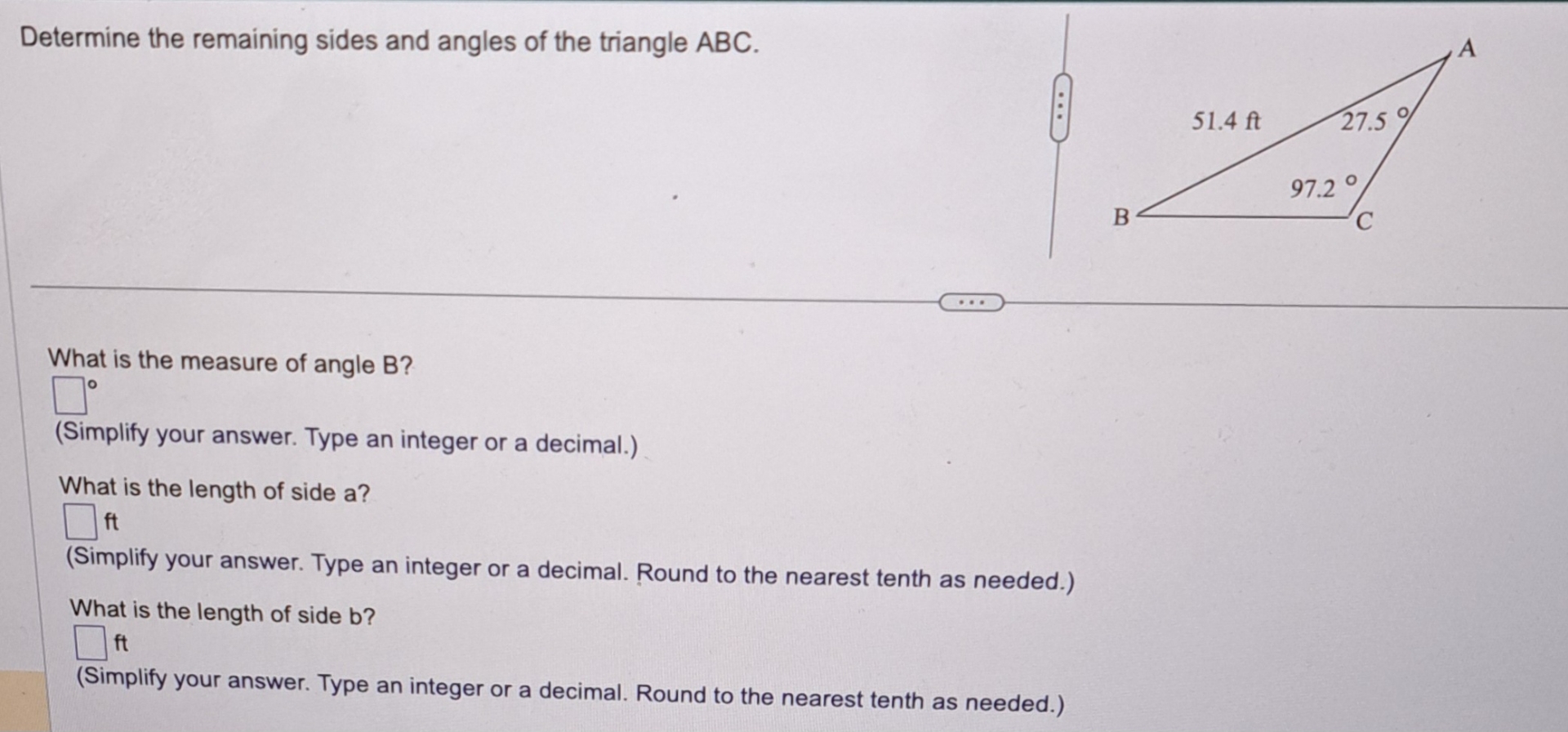 Solved Determine the remaining sides and angles of the | Chegg.com