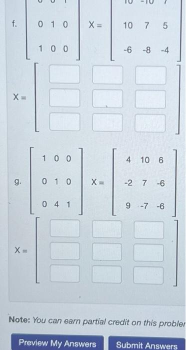 Solved (14 points) For each section, find the matrix X | Chegg.com