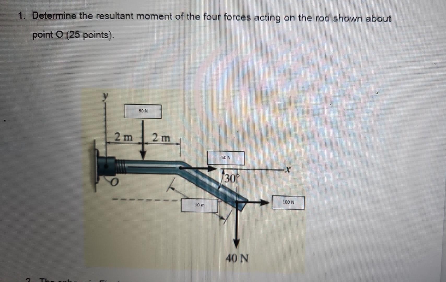 Solved 1. Determine the resultant moment of the four forces | Chegg.com