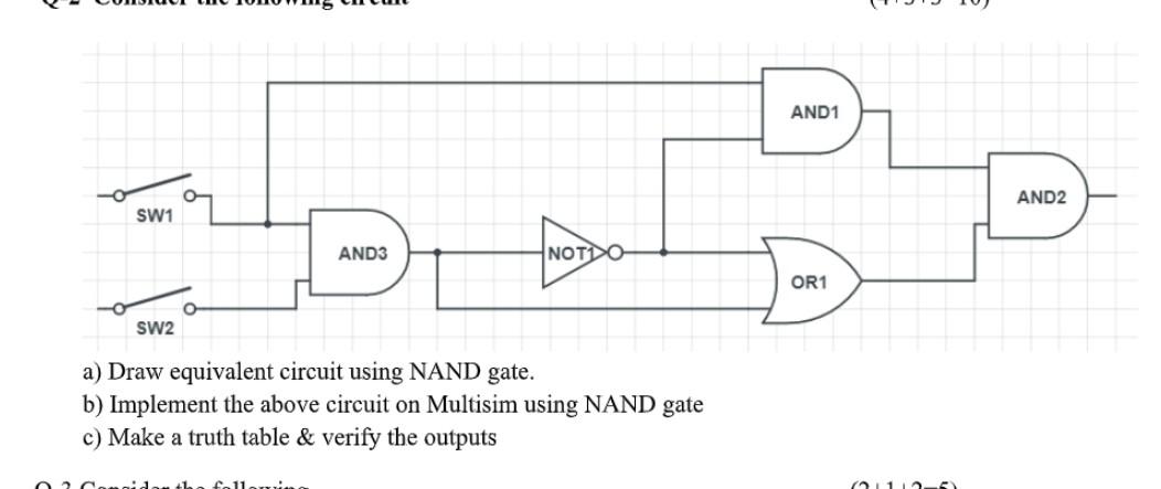 Solved AND1 AND2 sw1 AND3 NOTO OR1 SW2 a) Draw equivalent | Chegg.com