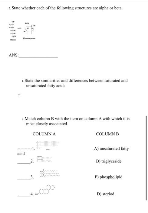 Solved 5. State whether each of the following structures are | Chegg.com