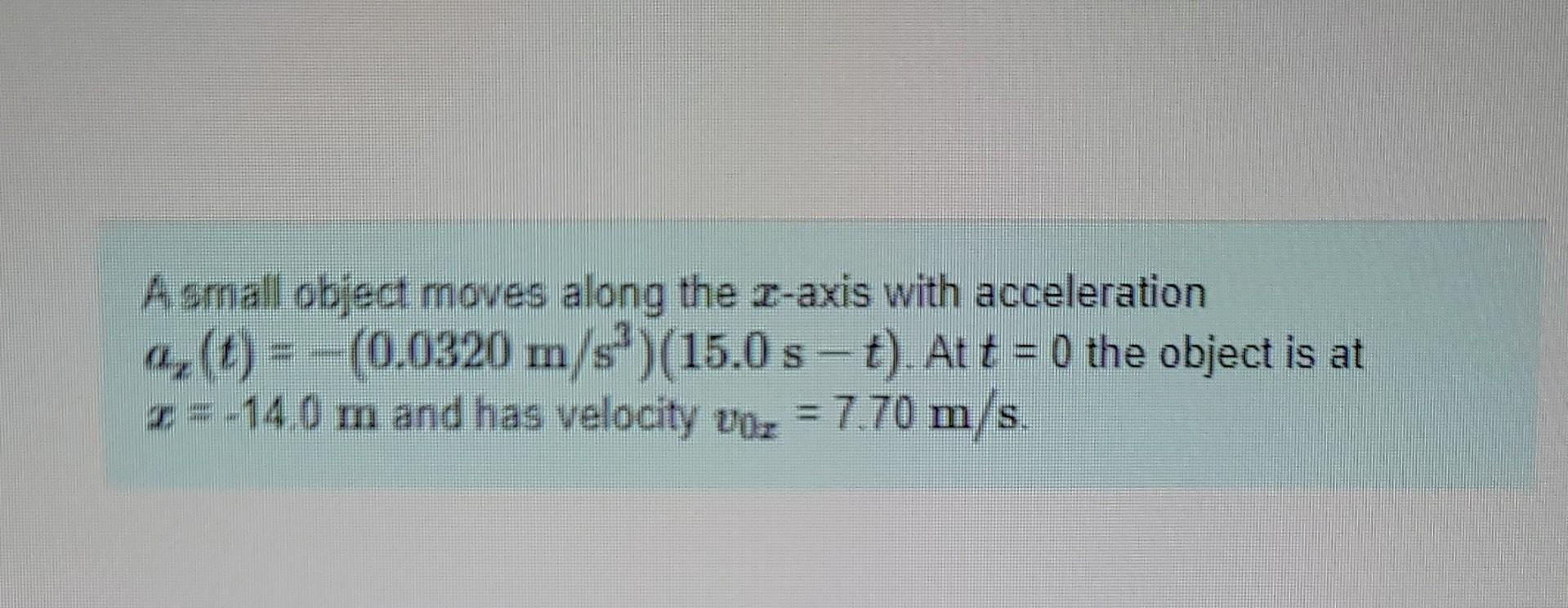 Solved A small object moves along the x-axis with | Chegg.com