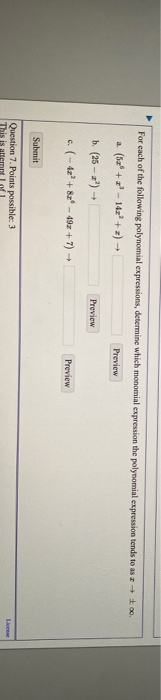 Solved For each of the following polynomial expressions, | Chegg.com