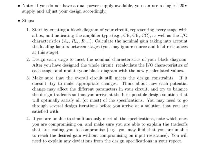 Solved - Design a three stage discrete transistor amplifier | Chegg.com