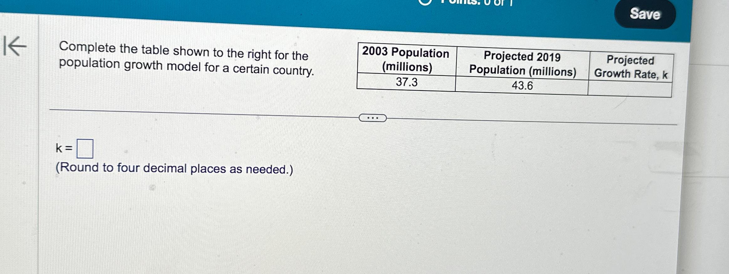 Solved Complete the table shown to the right for the | Chegg.com