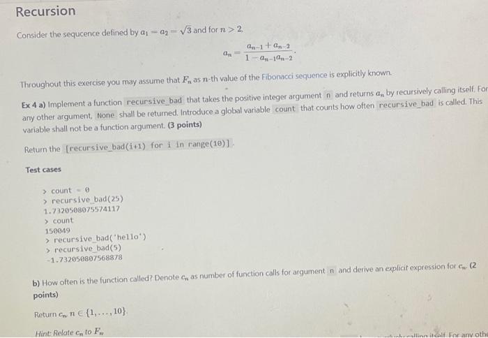 Solved Consider the sequcence defined by a1−a2−3 and for | Chegg.com