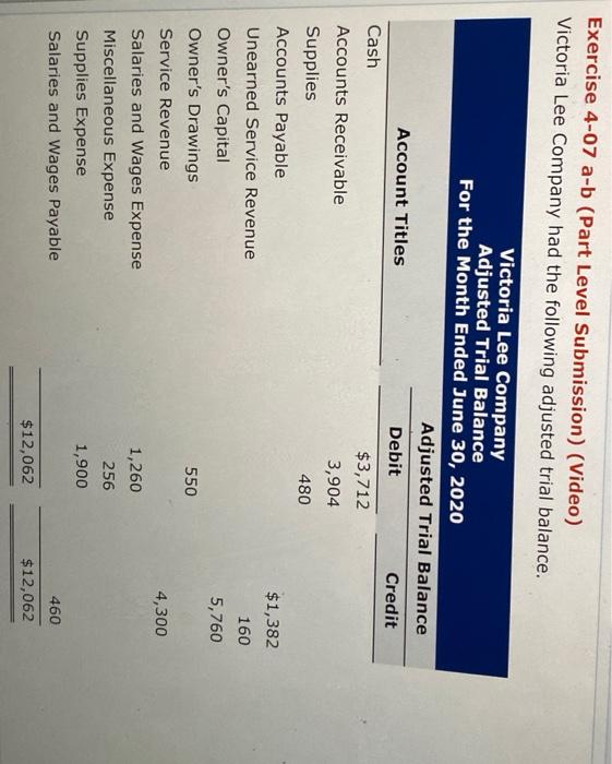 Solved Exercise 4-07 a-b (Part Level Submission) (Video) | Chegg.com