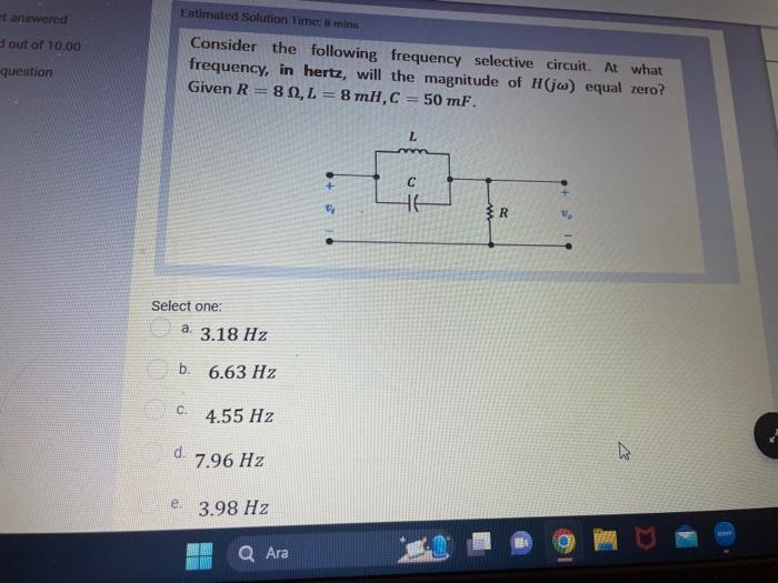 Solved Estimated Solution Timer: B mink Consider the | Chegg.com