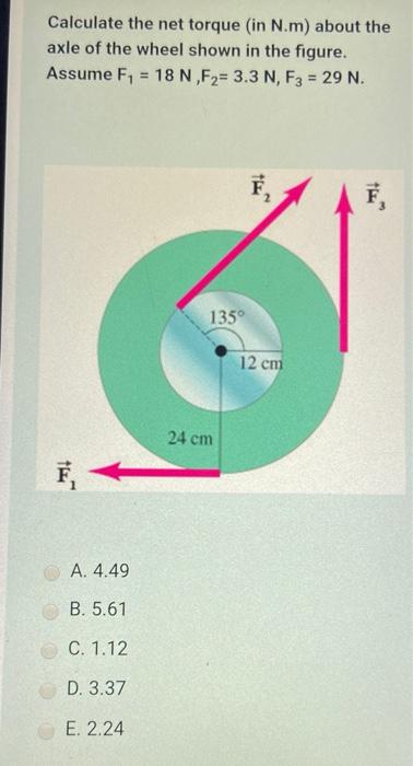 Solved Calculate the net torque (in N.m) about the axle of | Chegg.com