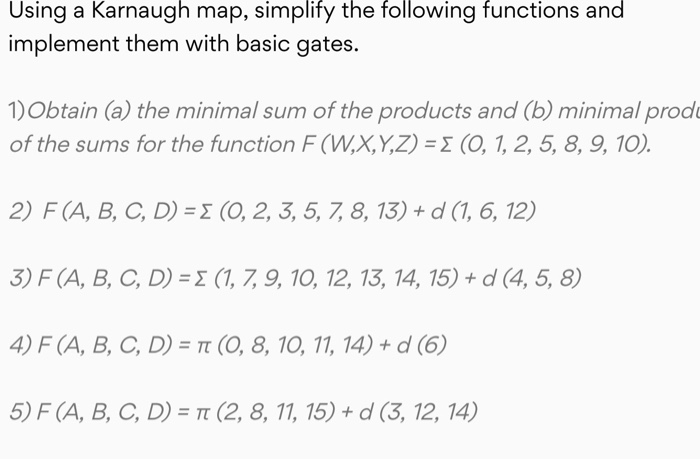 Solved Using a Karnaugh map, simplify the following | Chegg.com