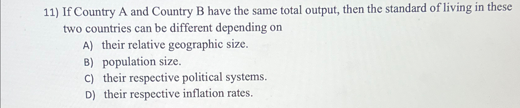 Solved If Country A and Country B have the same total | Chegg.com