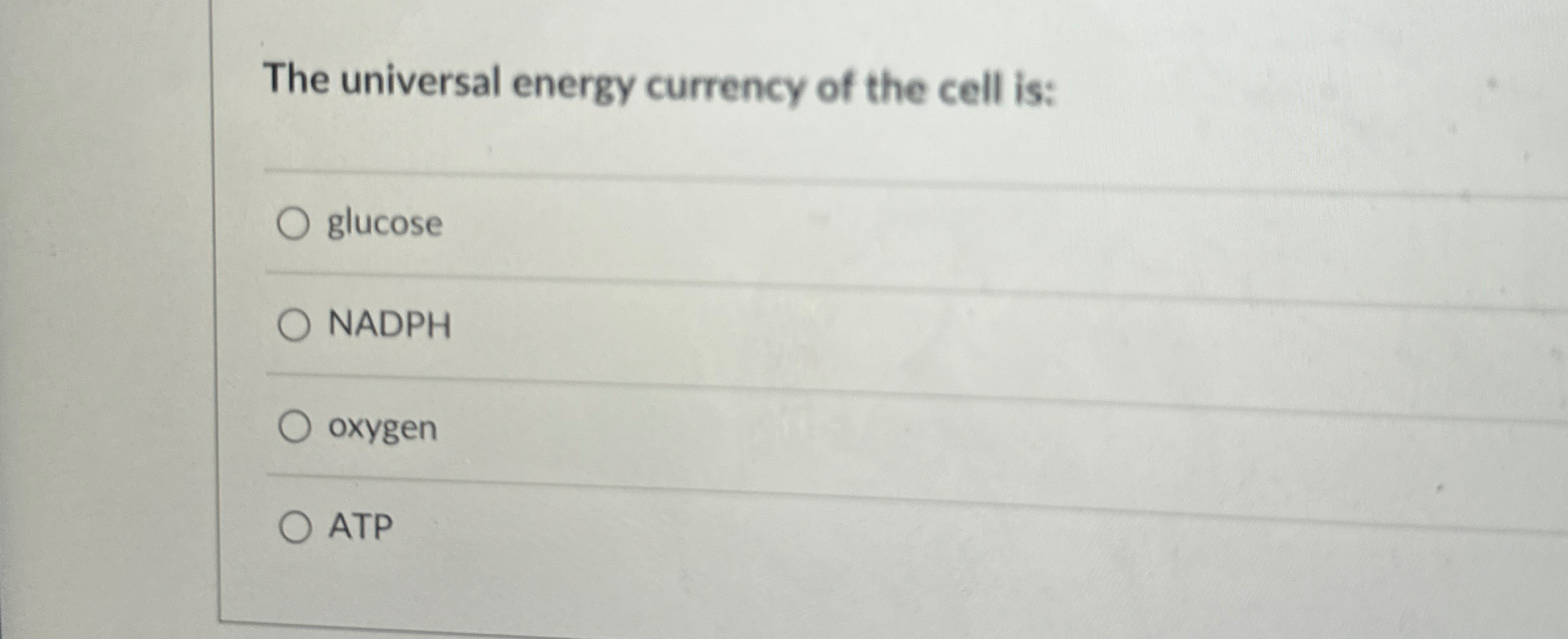 Solved The universal energy currency of the cell | Chegg.com