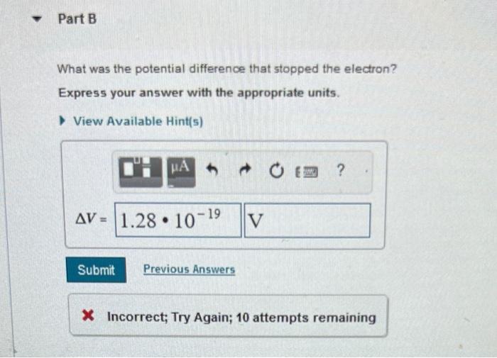 Solved An electron with an initial speed of 5.30×105 m/s is | Chegg.com