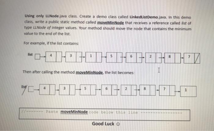 Solved Using only LLNode.java class. Create a demo class | Chegg.com