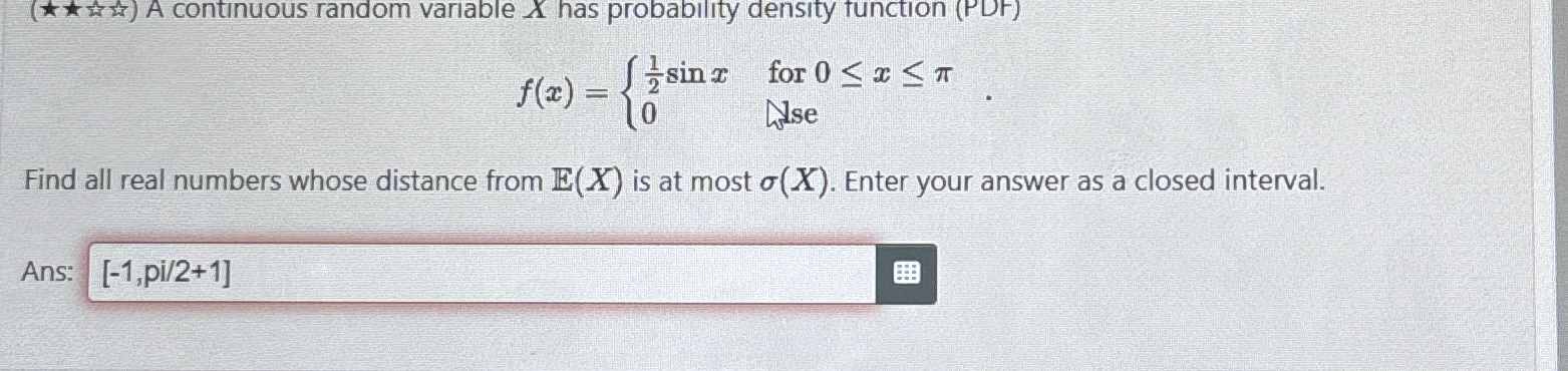 Solved f(x)={12sinx for 0≤x≤π[0 hlse ].Find all real numbers | Chegg.com