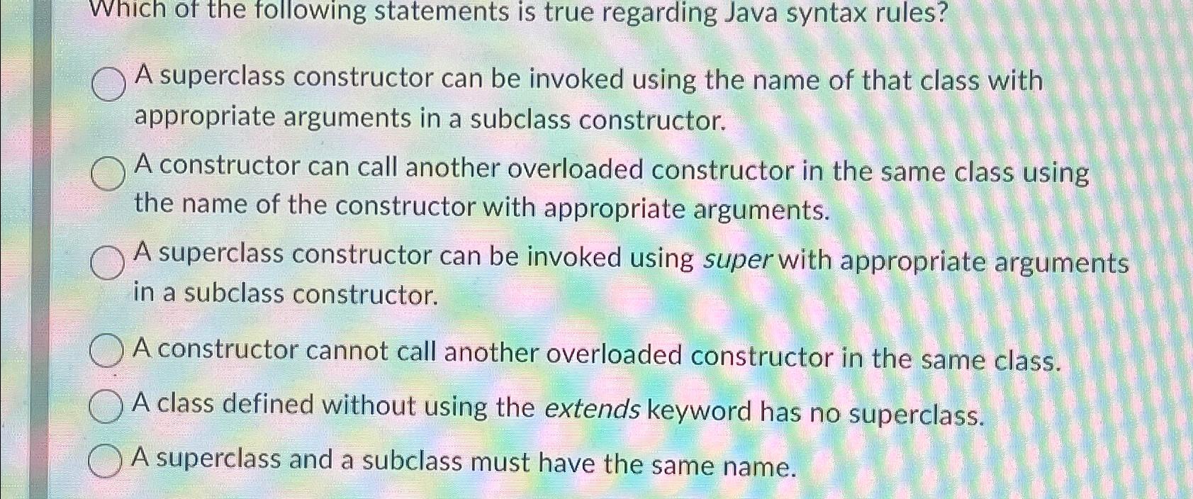 Solved Which of the following statements is true regarding | Chegg.com