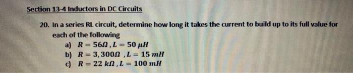 Solved Section 13 4 Inductors in DC Circuits 20. In a series | Chegg.com