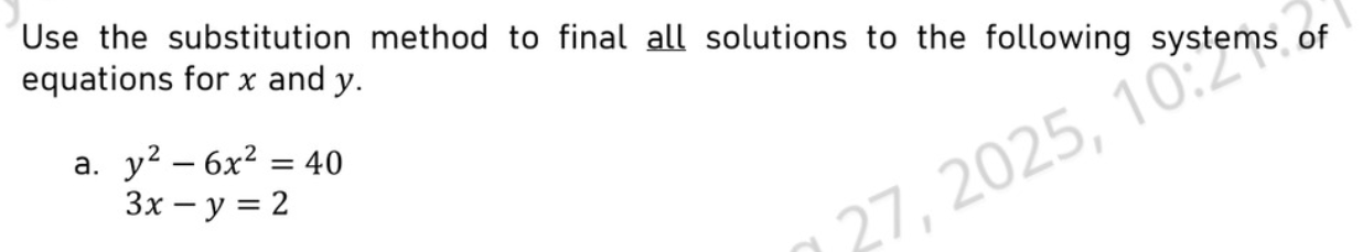 Solved Use the substitution method to ﻿final all solutions | Chegg.com