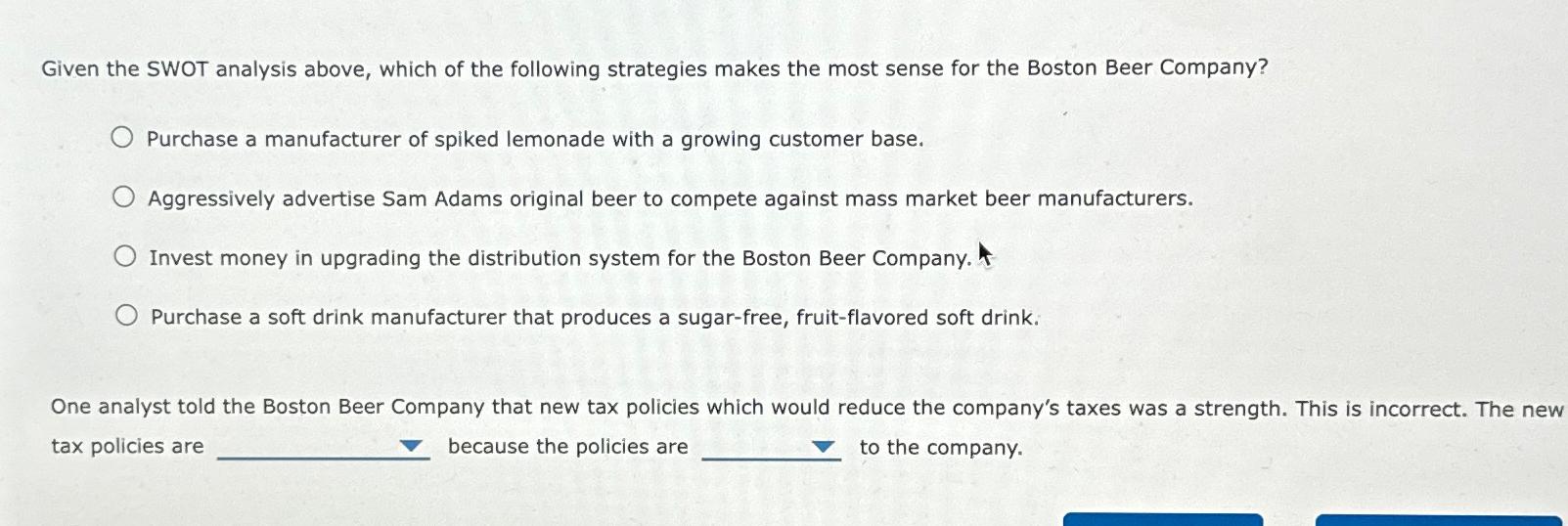 Solved Given the SWOT analysis above, which of the following | Chegg.com