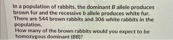 Solved In a population of rabbits, the dominant B allele | Chegg.com