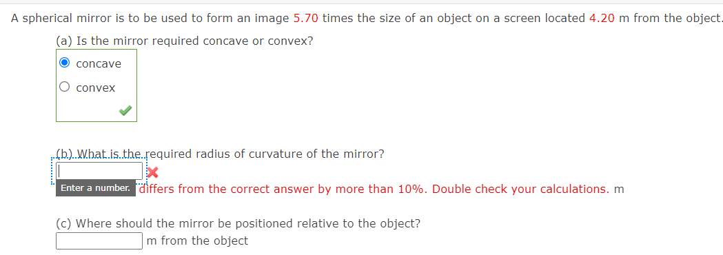 Solved A convex spherical mirror has a radius of curvature | Chegg.com