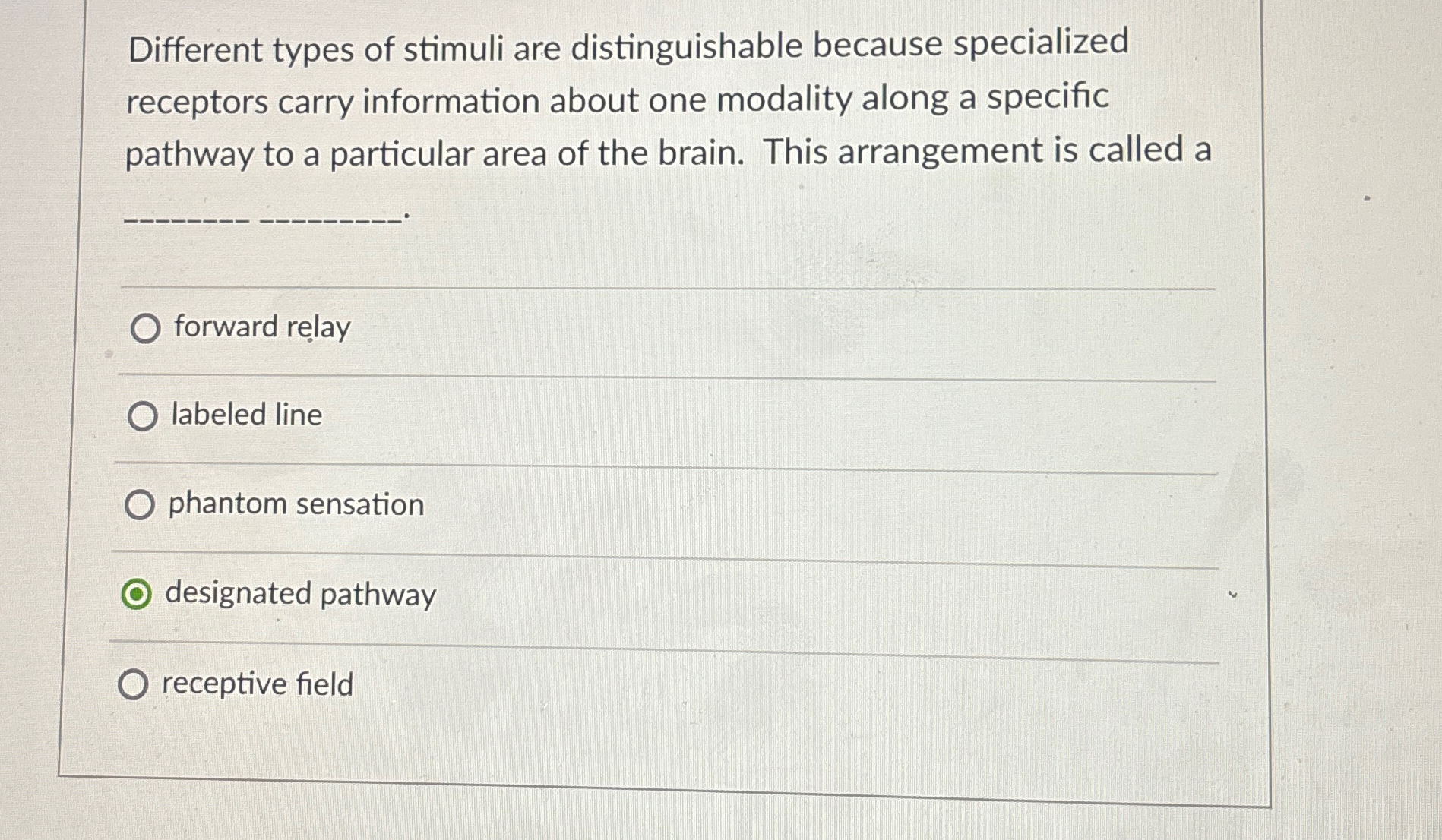 Solved Different types of stimuli are distinguishable | Chegg.com