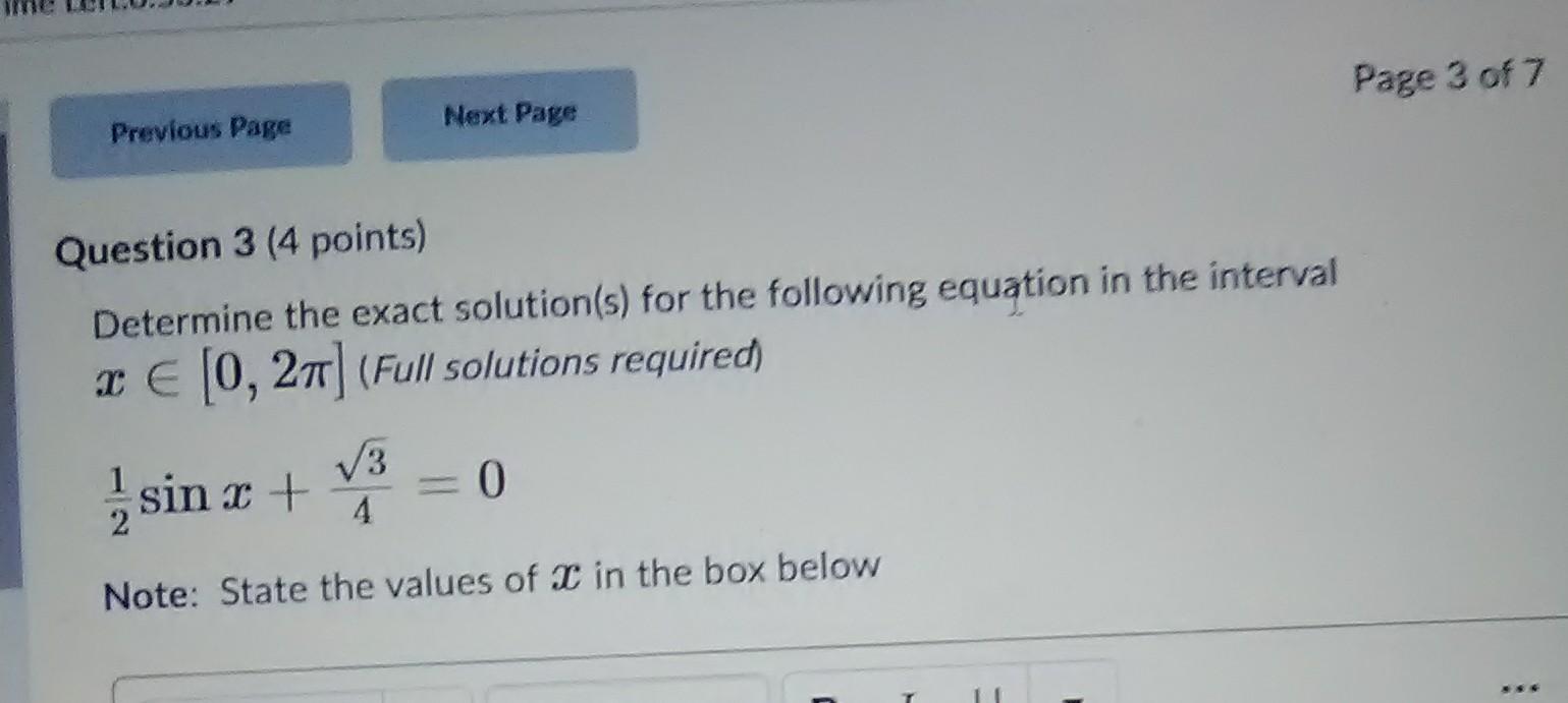 Solved Page 3 of 7 Next Page Previous Page Question 3 (4 | Chegg.com