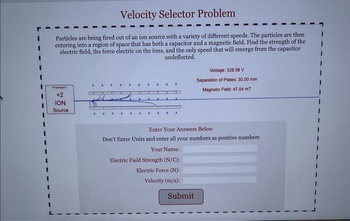 Solved Velocity Selector Problem Particles are being fired | Chegg.com