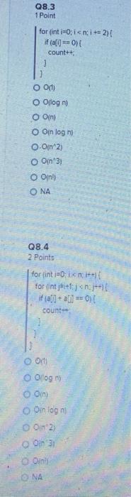 Solved Q8 Complexity Analysis - Classifying algorithms 10 | Chegg.com