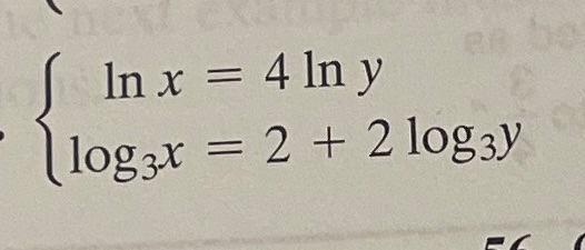 Solved {log3x=2+2log3y | Chegg.com