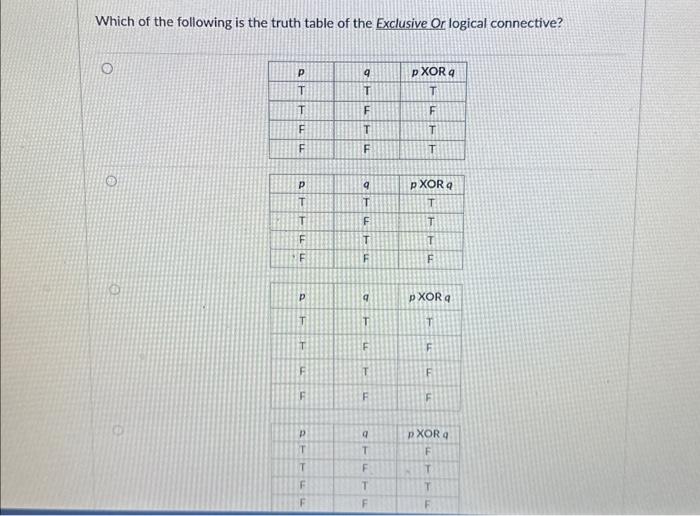 Solved Which of the following is the truth table of the | Chegg.com