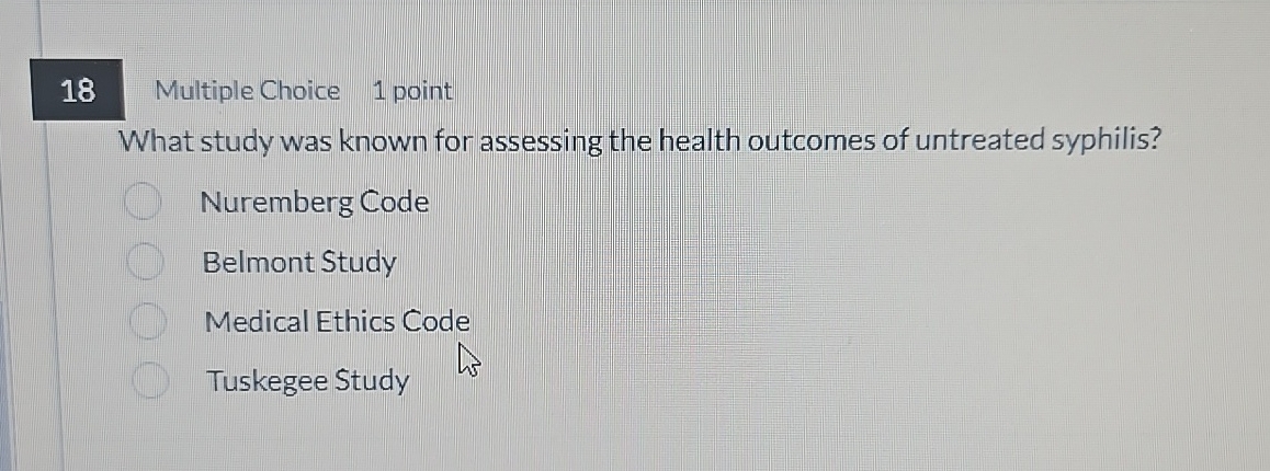18Multiple Choice 1 ﻿pointWhat study was known for | Chegg.com