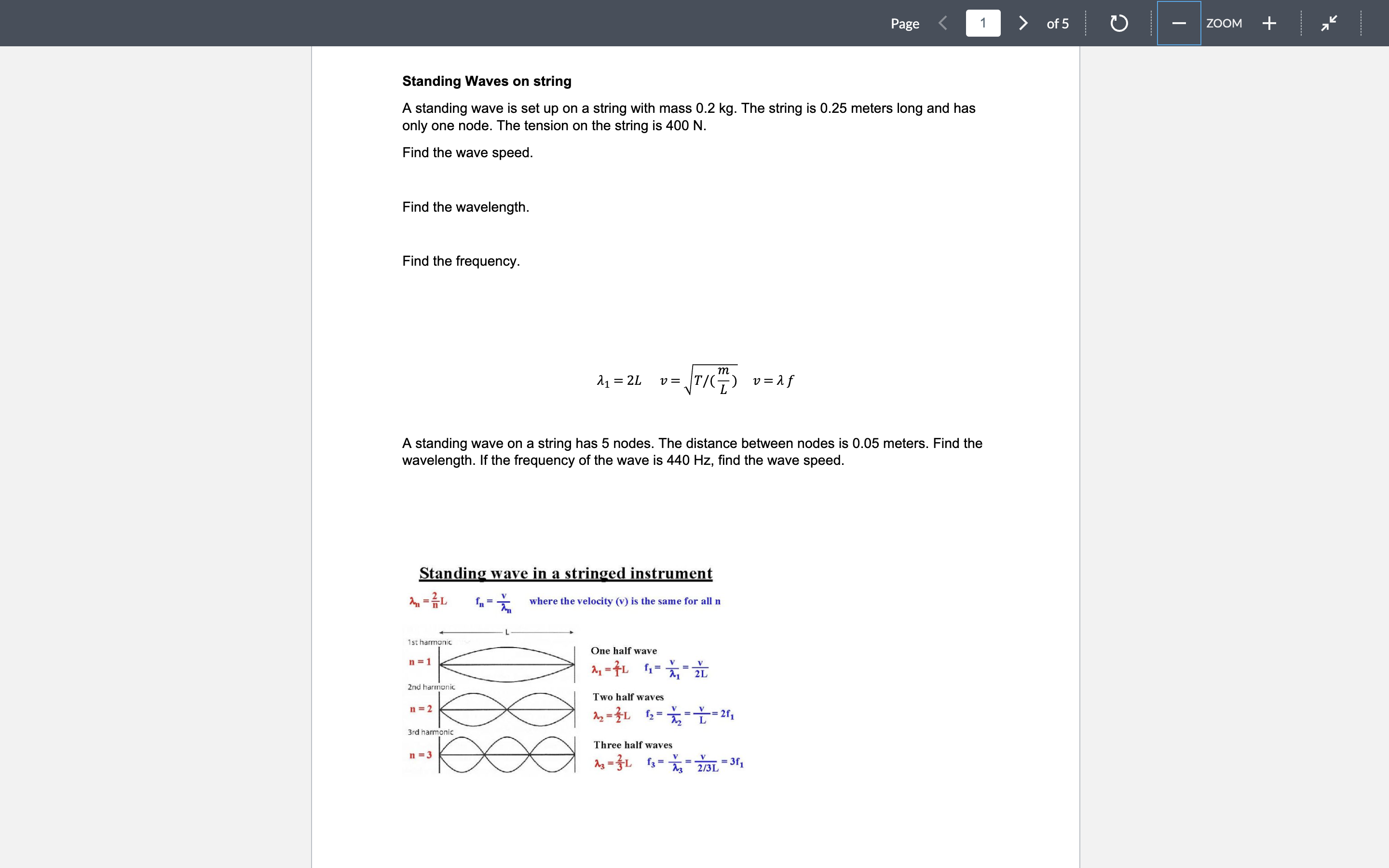 Solved Standing Waves on stringA standing wave is set up on | Chegg.com