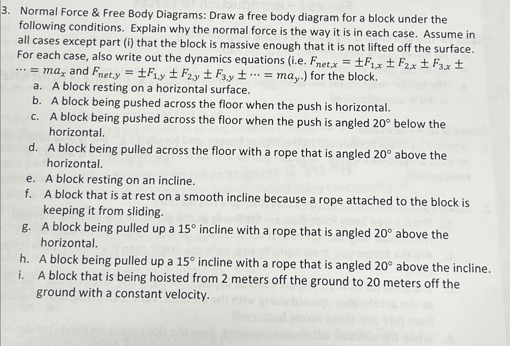 Solved Normal Force & Free Body Diagrams: Draw a free body | Chegg.com