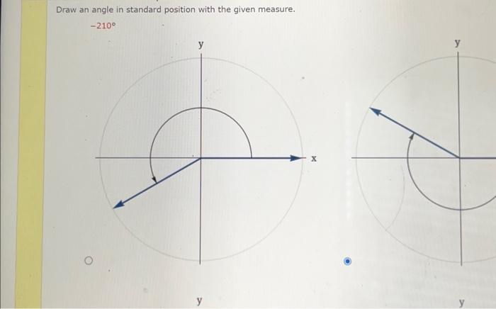 Solved Draw an angle in standard position with the given | Chegg.com