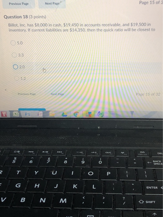 Solved Previous Page Next Page Question 18 (3 points) | Chegg.com