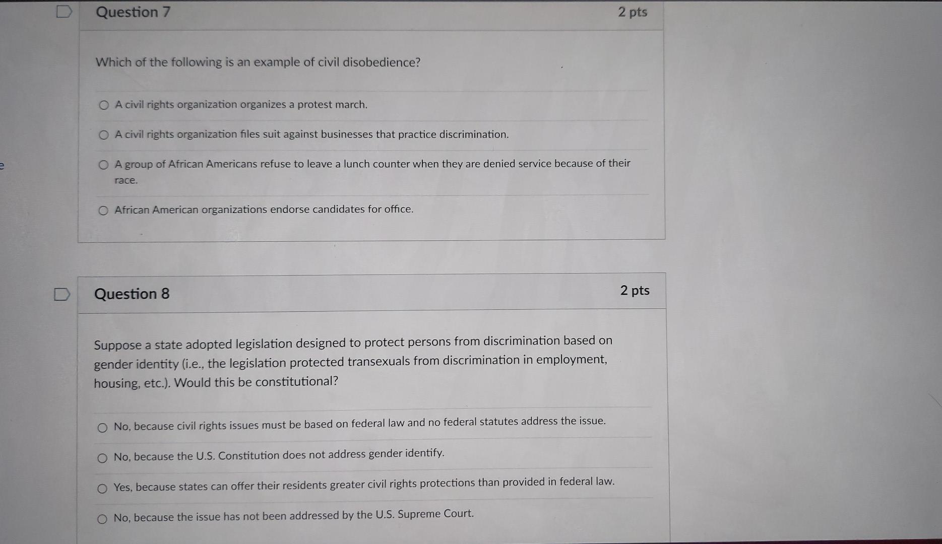 Solved Question 1 2 pts Which of the following rules was | Chegg.com