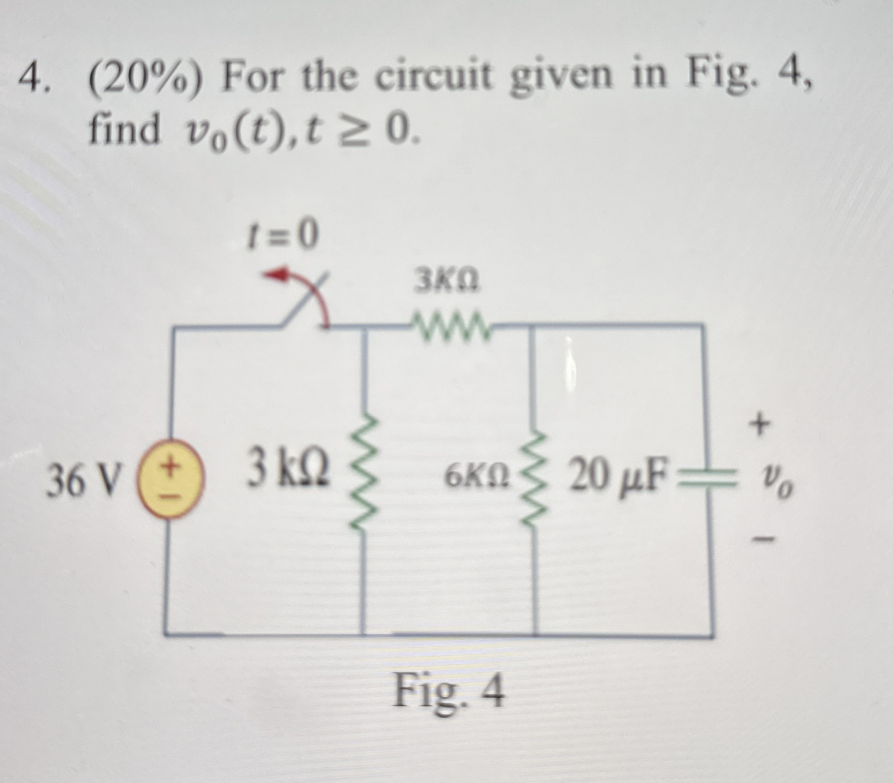 Solved (20%) ﻿For the circuit given in Fig. 4, ﻿find | Chegg.com