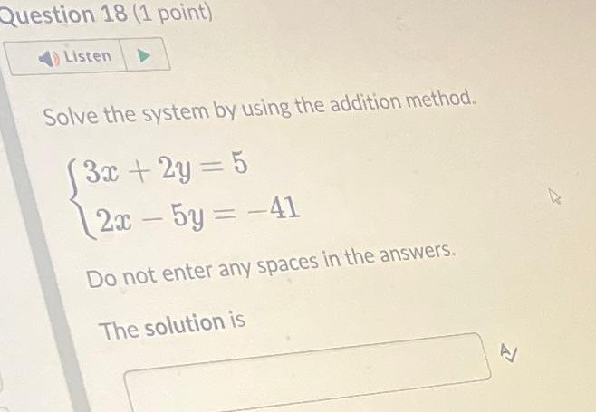 Solved Solve the system by using the addition method. | Chegg.com