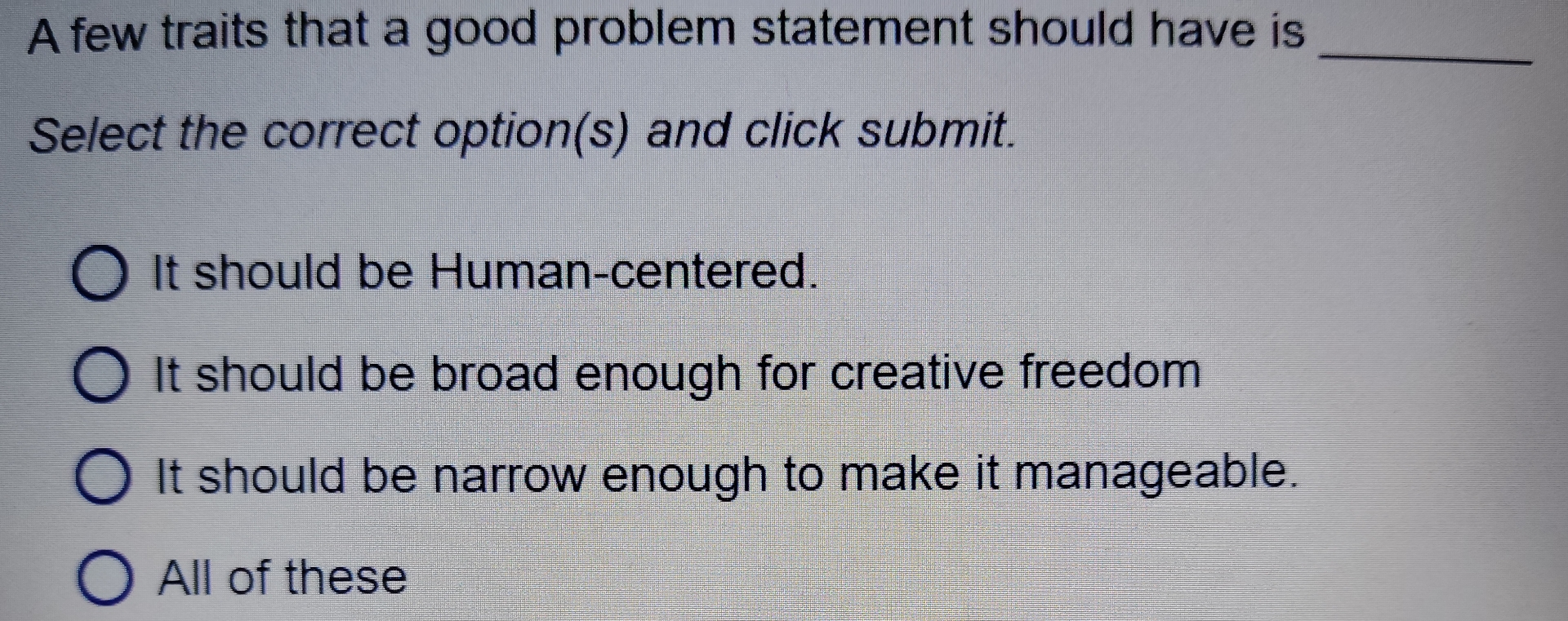 Solved A few traits that a good problem statement should | Chegg.com