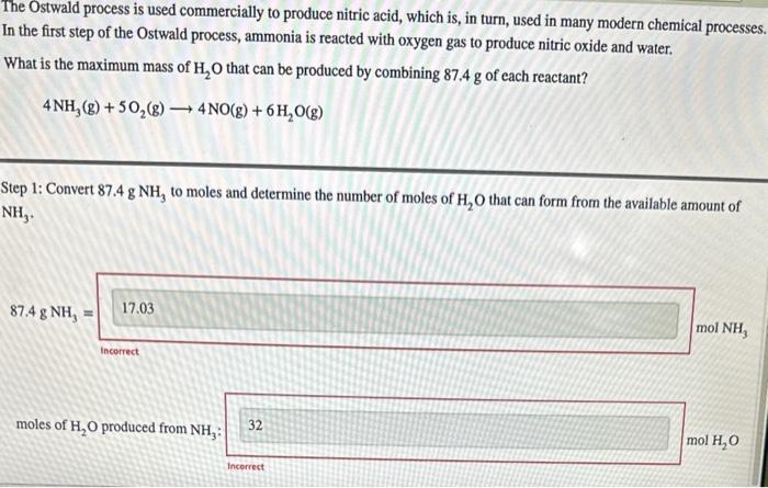 Solved The Ostwald process is used commercially to produce | Chegg.com