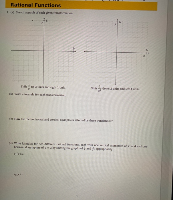 Solved Rational Functions 1. (a) Sketch a graph of each | Chegg.com