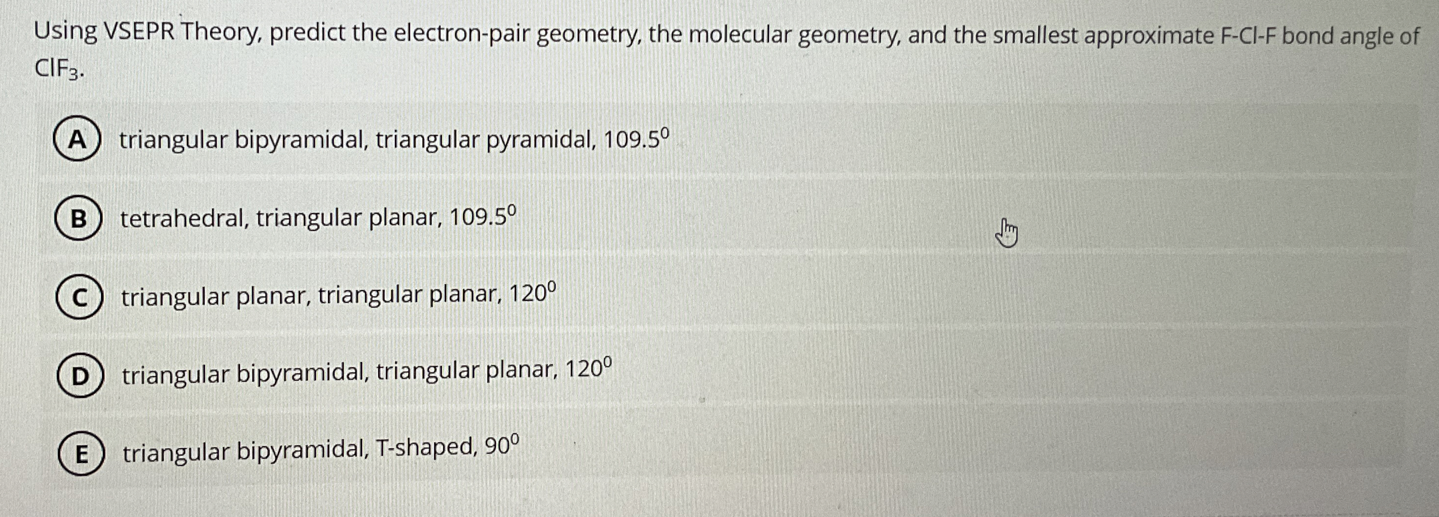 Solved Using VSEPR Theory, predict the electron-pair | Chegg.com
