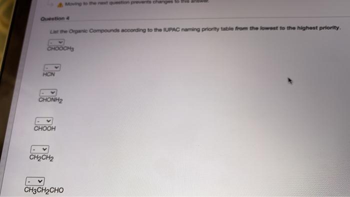 Solved List the organic compounds according to the IUPAC | Chegg.com