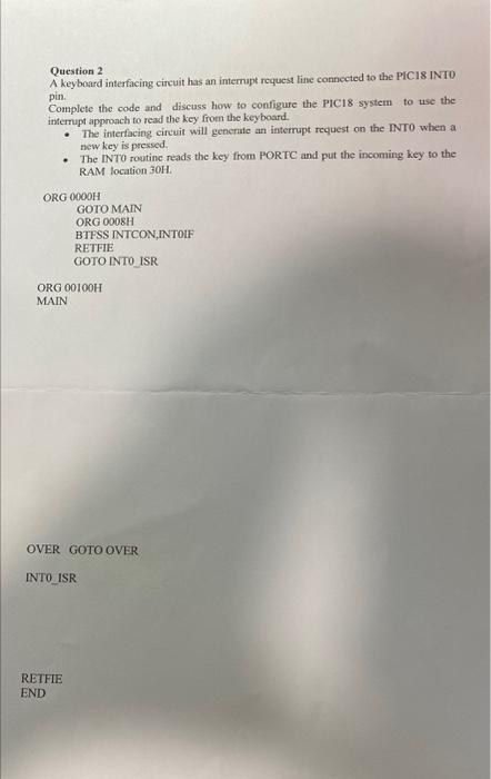 Solved Work Sheet Question 1 Describe in the steps a PIC18 | Chegg.com