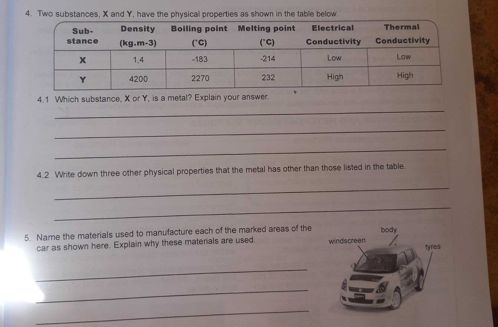 Solved 4. Two substances, X and Y, have the physical | Chegg.com