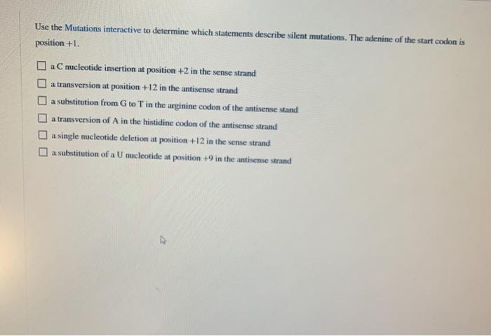 Solved Use the Mutations interactive to determine which | Chegg.com