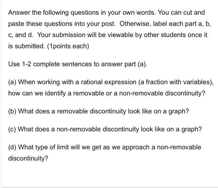 Answer the following questions in your own words. You | Chegg.com